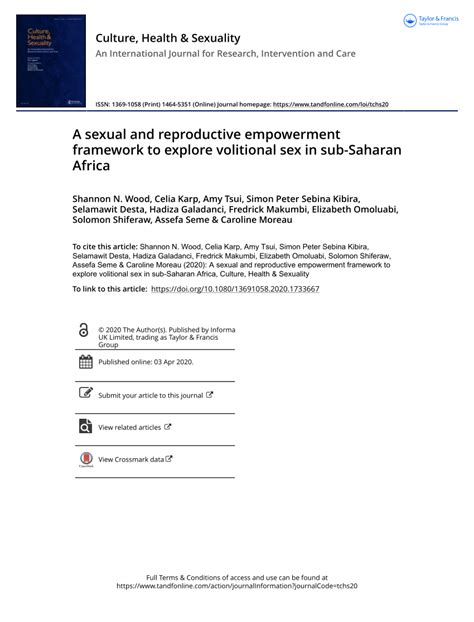 Pdf A Sexual And Reproductive Empowerment Framework To Explore