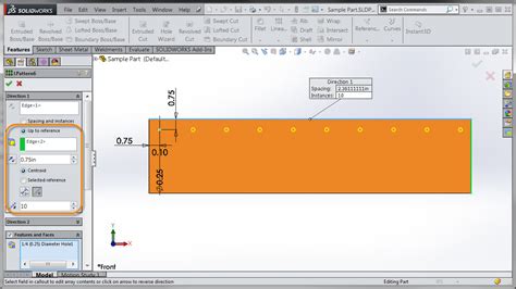 SOLIDWORKS Equal Spacing Option For Linear Patterns With Reference Geometry
