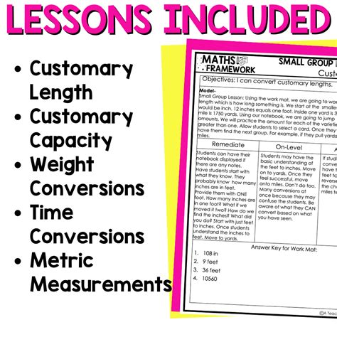 Customary And Metric Conversions Small Groups Plans Work Mats RTI Intervention A Teacher S