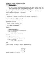 Significance Tests Difference Of Means In AP Statistics Course Hero