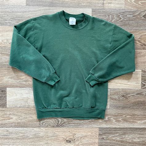 Vintage 90s Jerzees Hunter Green Blank Crewneck Depop