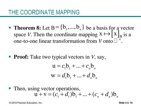 vector spaces coordinate systems © 2012 pearson education inc ppt