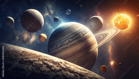 Solar System In Space Space Wallpaper Generative Ai Stock