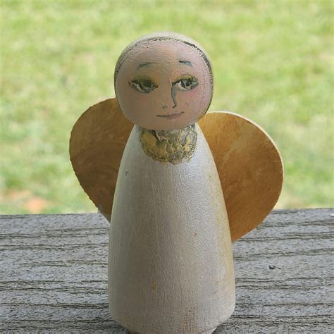 Peg Doll Angel Ornamentkeychain Folk Art Doll T Guardian Angel