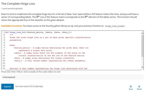 The Complete Hinge Loss Point Possible Graded Now Chegg