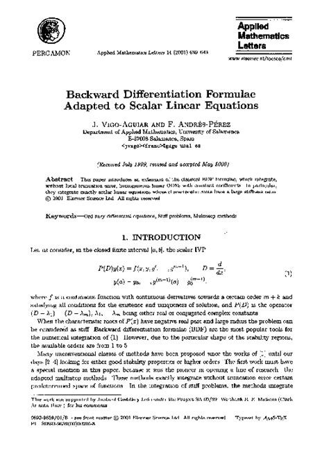 Pdf Backward Differentiation Formulae Adapted To Scalar Linear Equations