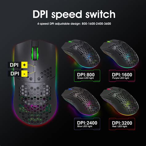 Hxsj T66 7 Keys Colorful Lighting Programmable Gaming Wireless Mouse