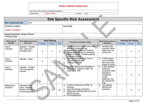 Risk And Method Statement For Tree Work Seguro