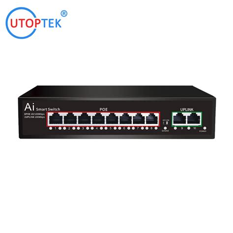 48v Ethernet Switch 8 Port 10 100m Poe 2port Uplink Ethernet Switch For Hikvision Dahua Ip