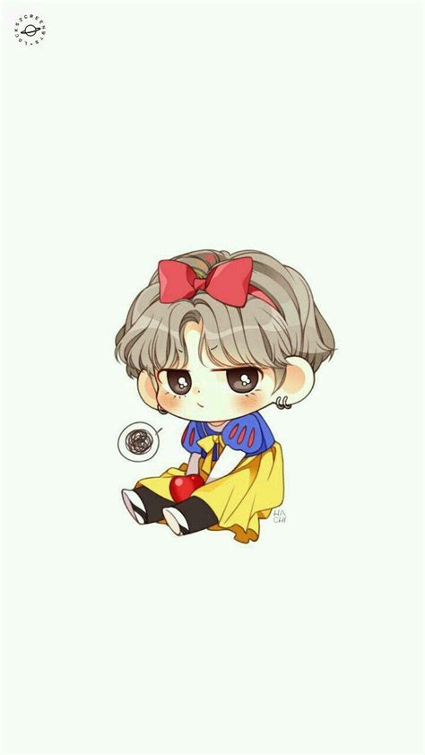 Go Go Chibi Tae White Chibi Wallpaper Bts Chibi Cartoon Wallpaper