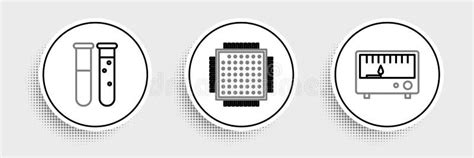 Set Line Electrical Measuring Instruments Test Tube And Flask Chemical
