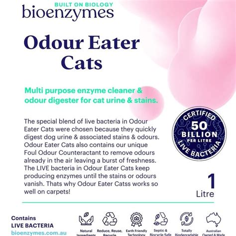 Bioenzymes Odour Eater Cats 1lt Enzyme Cat Urine Remover And Cleaner