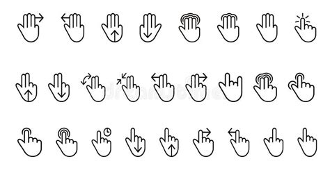 Black White Touch Screen Gestures Icons Set Stock Image Illustration Of Concept Press