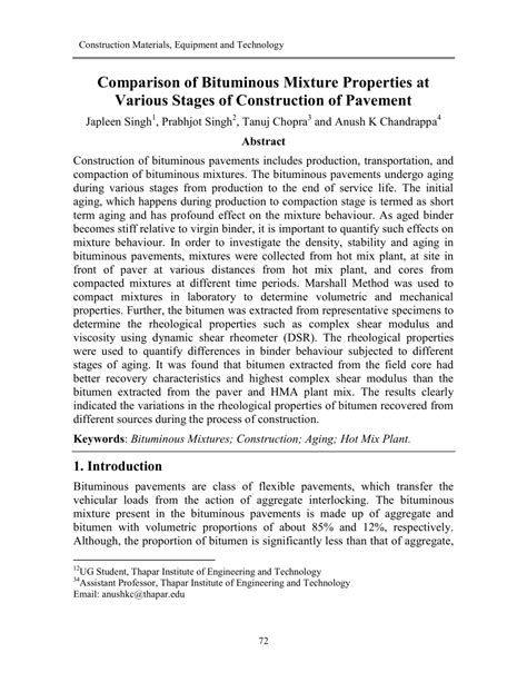 Pdf Comparison Of Bituminous Mixture Properties At Various Stages Of