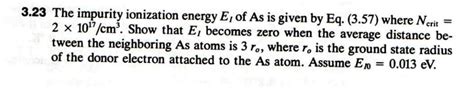 Solved 3 23 The Impurity Ionization Energy E Of As Is Given