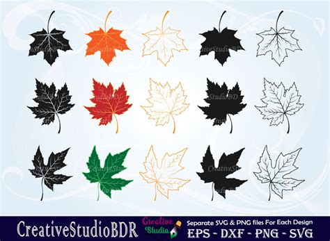 Maple Leaf Svg Bundle Canada Maple Leaf Svg Fall Leaf Svg Maple Leaf Silhouette Svg Maple