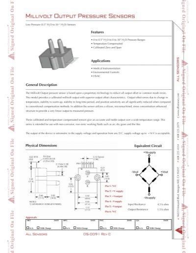 Datasheet Pdf All Sensors Corporation