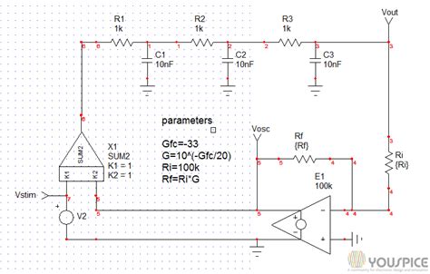 RC Based Oscillating Circuit YouSpice