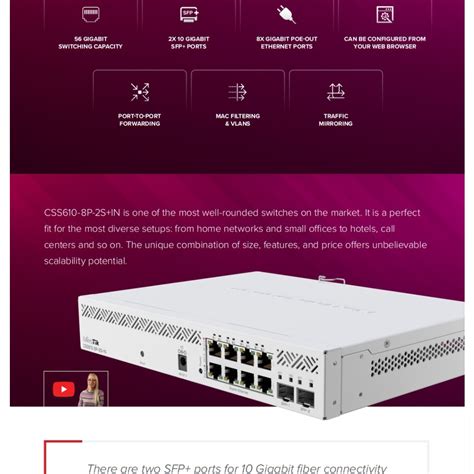 MikroTik CSS610-8P-2S+IN - Enterprise Smart Switch w/ (8) Gigabit POE out Ports, (2) 10G SFP+ ...
