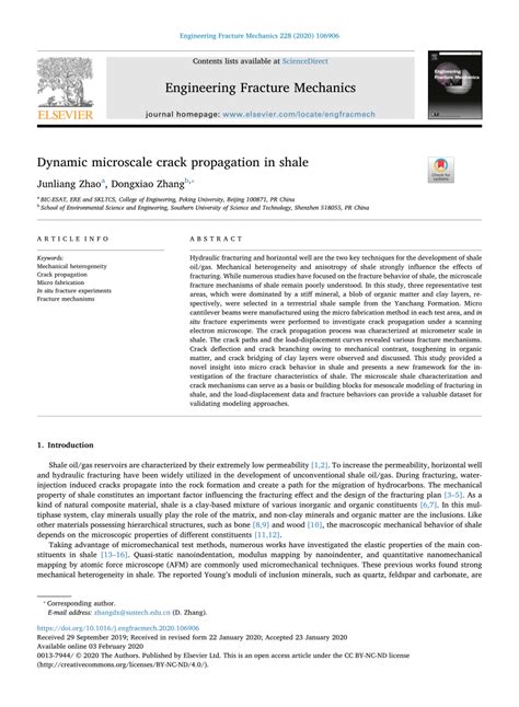 pdf dynamic microscale crack propagation in shale