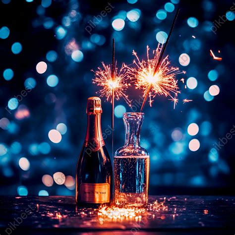 파란색 보케 조명으로 새해 전야 파티 배경 배경 Png  무료 다운로드 Pikbest