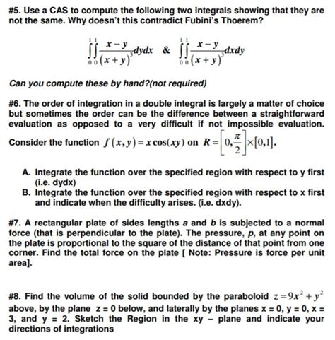 solved 5 use a cas to compute the following two integrals