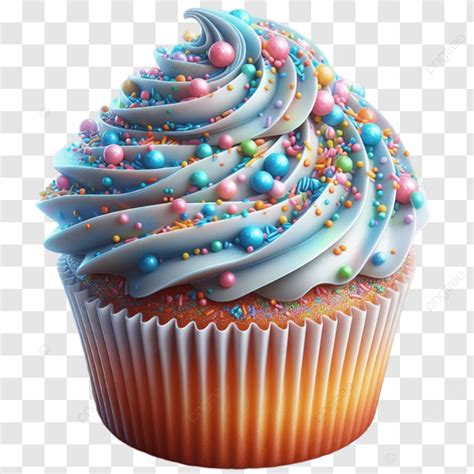 스프링클을 곁들인 생일 컵케이크 스프링클을 곁들인 생일 컵케이크 무지개 스프링클을 곁들인 바닐라 컵케이크 무지개 스프링클으로 장식된 컵케이크 Png 일러스트 및 이미지