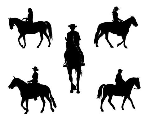 Conjunto De Cinco Siluetas De Caballo Jinetes 23211815 Vector En Vecteezy