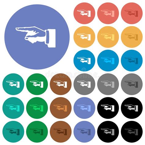 Left Pointing Hand Alternate Drawing Round Flat Multi Colored Icons