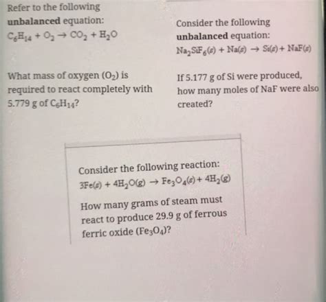 Solved Refer To The Following Unbalanced Equation C 4 02