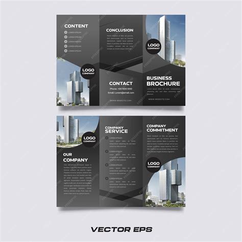템플릿 브로셔 트리폴드 전면 및 후면 금속 그라디언트 기업 전문 회사 비즈니스 프리미엄 벡터