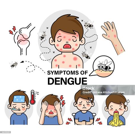 Illustration Of Dengue Fever Symptoms Infographics Vector Background
