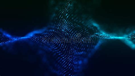Futuristic Particle Wave Abstract Technology Background Big Data Visualization 3d Rendering