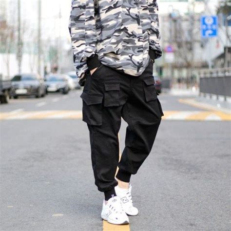 하이앤드 남자 테크웨어 바지 카고 밴딩 조거팬츠 Pants Man Fashion