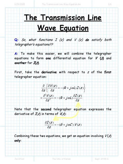 The Transmission Line Wave Equation Pdf Pdf Transmission Line