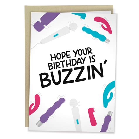 Funny Dildo Birthday Card Buzzin Birthday Card Sleazy Greetings