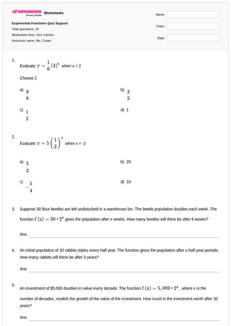 50 Exponential Function Manipulation Worksheets On Wayground Free