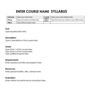 35 Free Course Syllabus Templates Editable Word Pdf