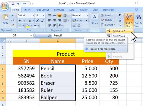Memanfaatkan Fasilitas Sorting Microsoft Excel Yan
