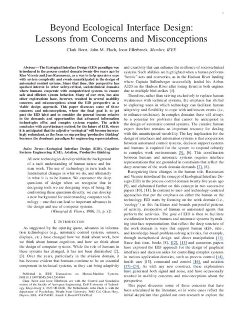 Pdf Beyond Ecological Interface Design Lessons From Concerns And Misconceptions