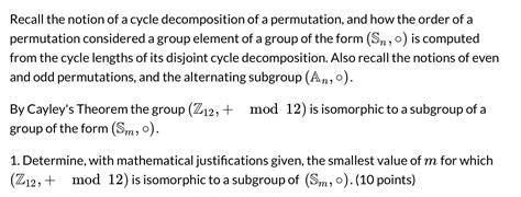 solved recall the notion of a cycle decomposition of a