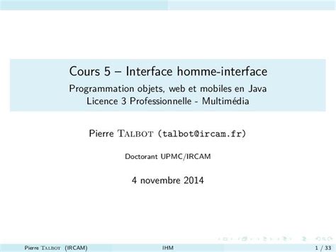 Pdf Cours 5 Interface Homme Interface · 2020 12 26 · Base De La