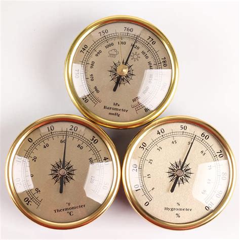 Runlaikeji 3 In 1 Barometer Thermometer Hygrometer Metal Round Dial