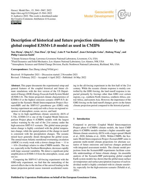 Pdf Description Of Historical And Future Projection Simulations By