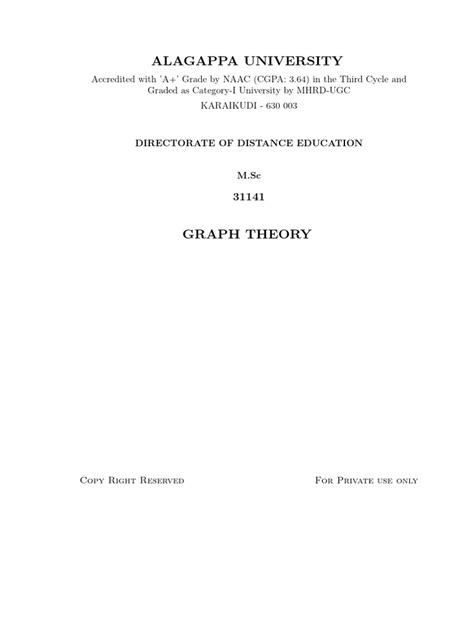 Pgmscmathematics31141 Graph Theory Pdf Vertex Graph Theory