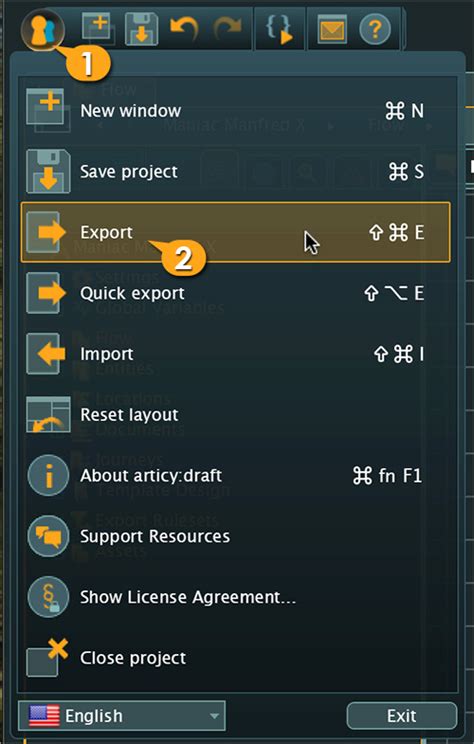 Articy Help Center Exporting Data