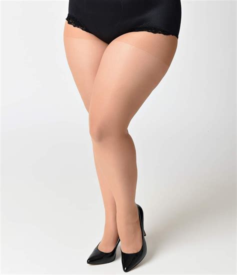 Plus Size Nude Black Sheer Cuban Heel Pantyhose One Size Artofit
