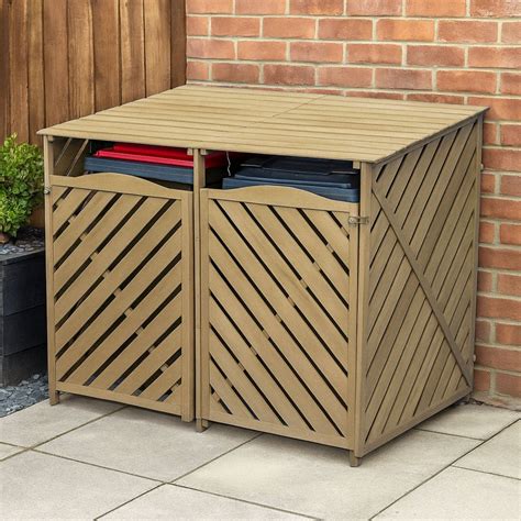 Double Wooden Wheelie Bin Storage