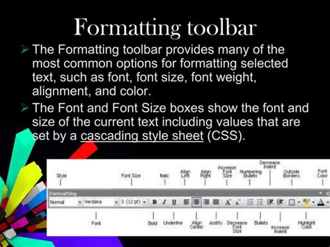 Standard And Formatting Toolbar PPTX Web Design And HTML Internet