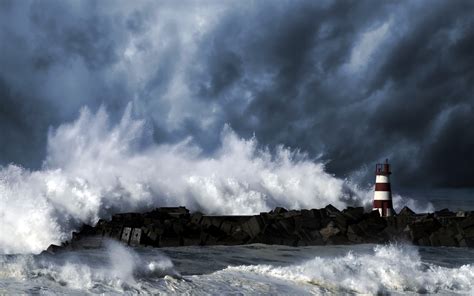 🔥 Free Download Sea Lighthouse Storm Waves Wallpaper By Angiem38
